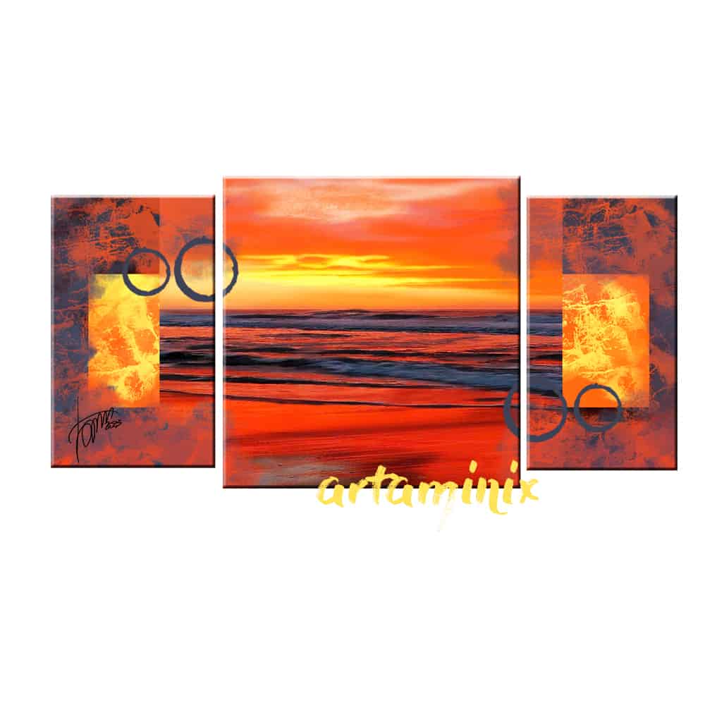 quadri moderni paesaggi dipinti TRAMONTO ASTRATTO - ARTAMINIX